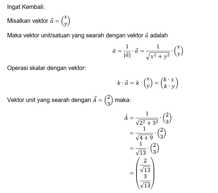 Tentukan vektor unit yang searah dengan vektor A(2... Tentukan vektor unit yang searah dengan vektor A(2...