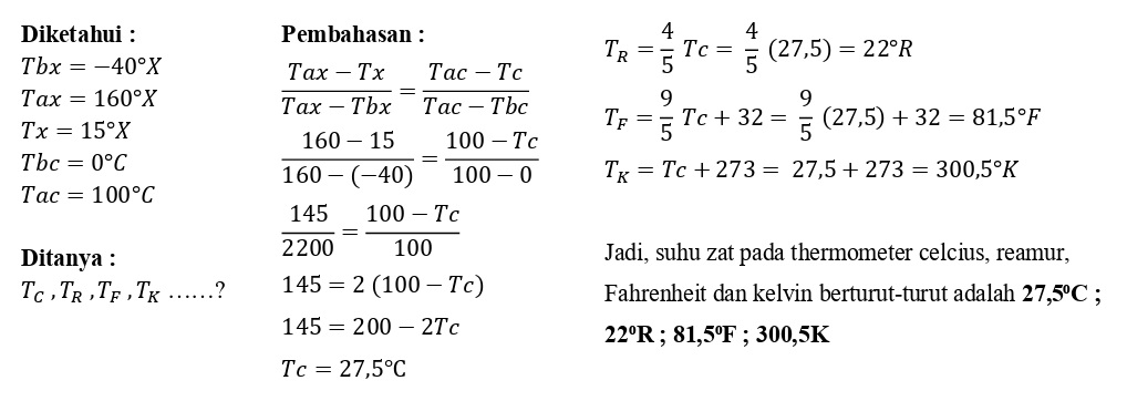 sebuah termometer dalam skala °x memiliki titik te...