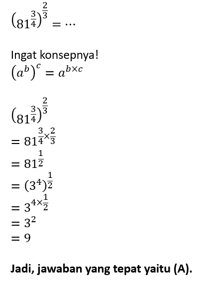Hasil dari bilangan pangkat berikut adalah... [81...