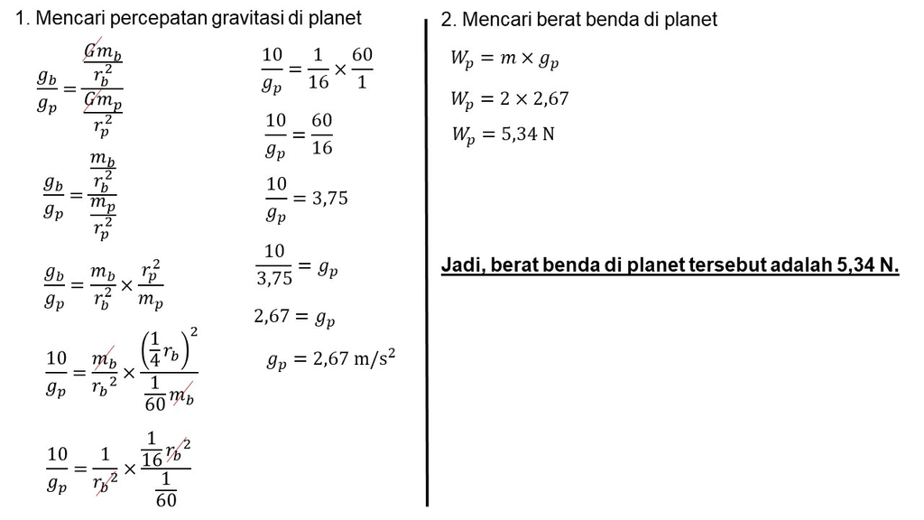 Percepatan gravitasi di permukaan bumi 10 m/s2. T...
