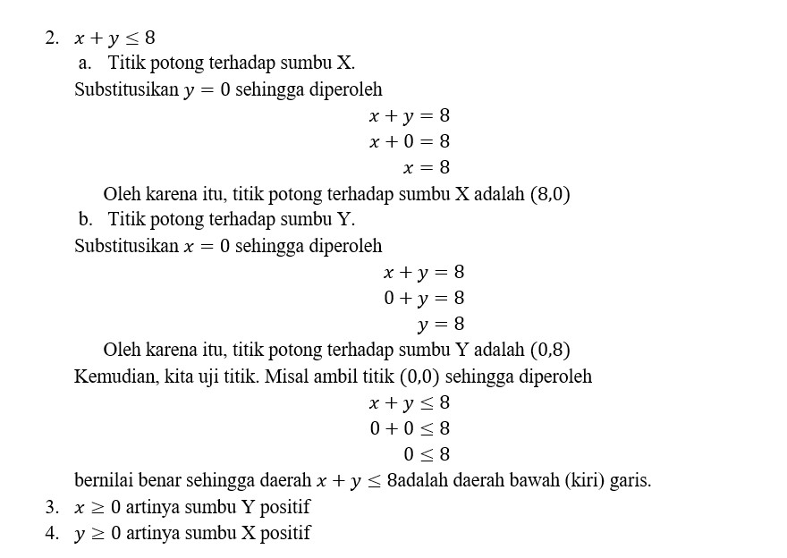 nilai maksimum dari fungsi objektif f (x,y) = 2x