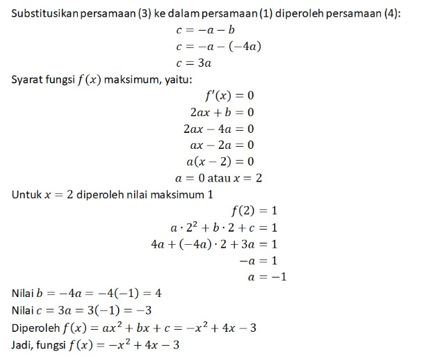 jika untuk fungsi kuadrat f(x) diketahui bahwa f(1...