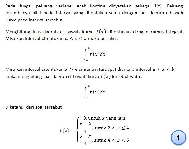 suatu variabel acak kontinu x memiliki fungsi dist...