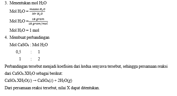 86 gram gips mempunyai rumus CaSO4 X H2O dipanaska...