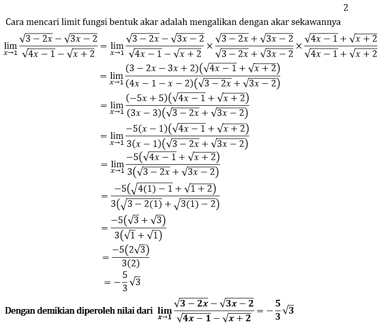 lim akar3-2x - akar3x-2 / akar4x-1 - akarx+2 x-&g...