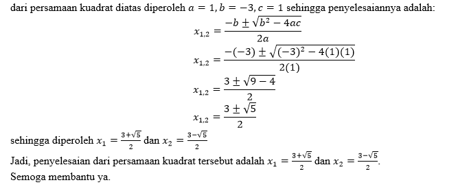 Gunakan rumus kuadratis untuk menyelesaikan setiap...