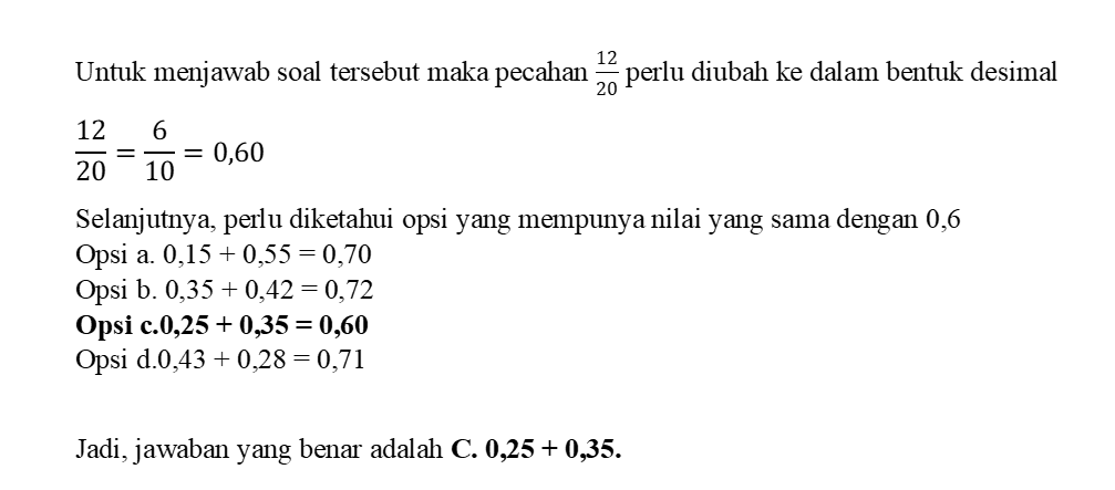 operasi hitung berikut yang hasilnya senilai denga...