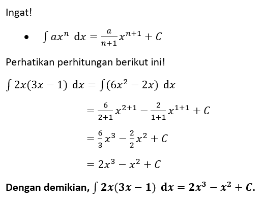 hasil dari ∫ 2x(3x-1)dx=...