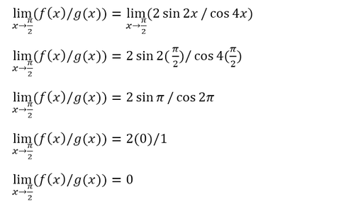 Diketahui f(x)=2 sin 2x dan g(x)=cos 4x lim_(x →π/...