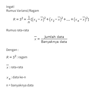 variansi data tunggal 6, 7, 8, 10/10,9 ,10 adalah ...