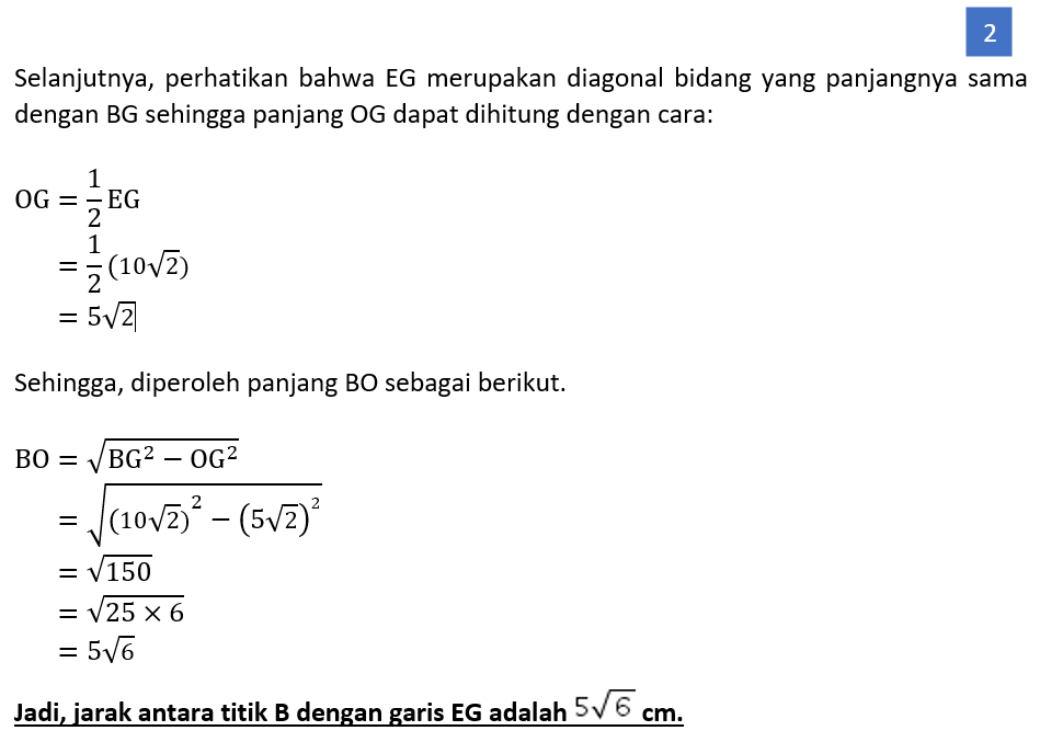 Diketahui Panjang Rusuk Kubus Abcdefgh Adalah 10