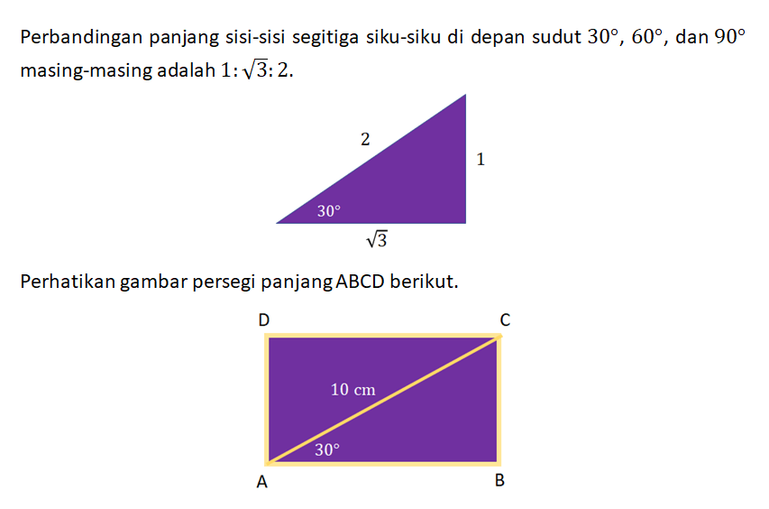 diketahui persegi panjang ABCD dengan panjang diag...