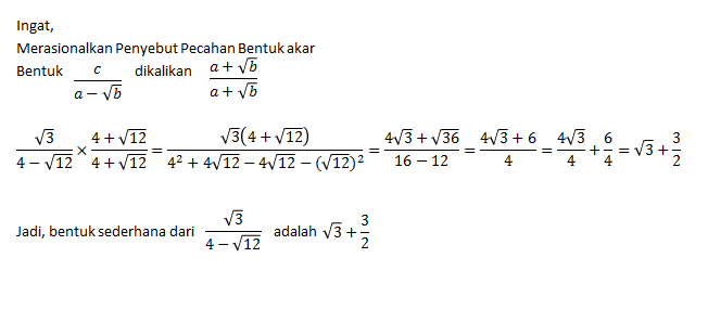 2. Sederhanakan bentuk akar berikut. a. (akar3)/(4...