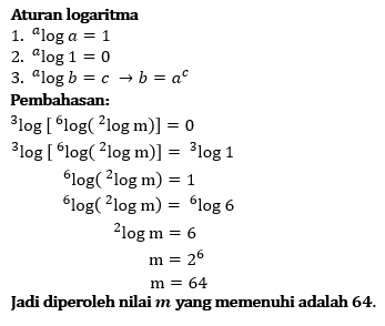 Diketahui persamaan logaritma ^(3)log[ ^(6)log(^(2...