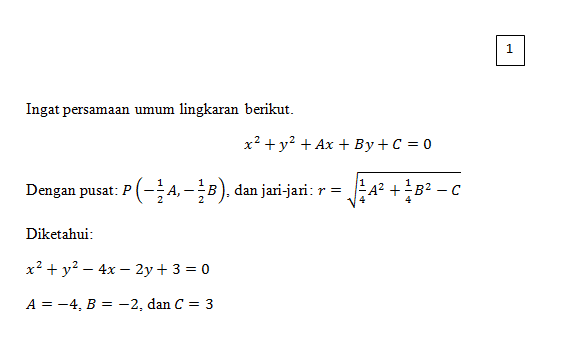 Tentukan koordinat titik pusat dan jari-jari lingk...