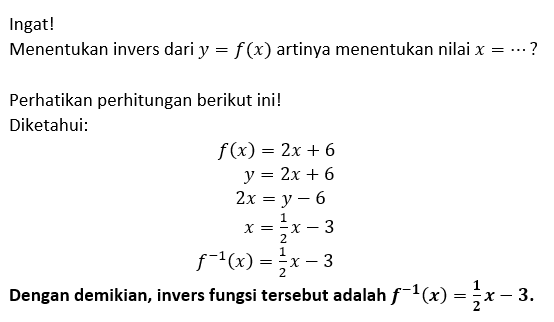 tentukan rumus fungsi invers dari fungsi f(x) =2x ...