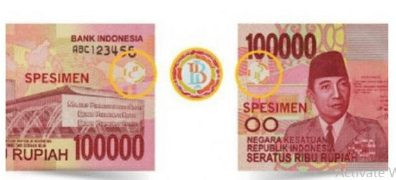 Pada suatu uang kertas rupiah, ada ciri pengaman u...