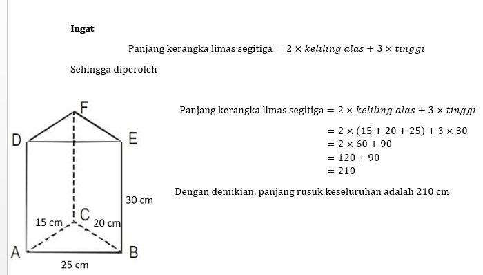 Prisma ABC.DEF dengan alas segi tiga, tinggi prism...