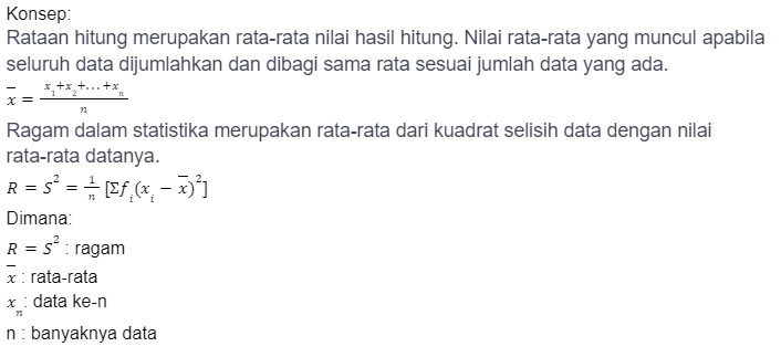 Ragam (varians) dari data pada tabel berikut adala... Ragam (varians) dari data pada tabel berikut adala...