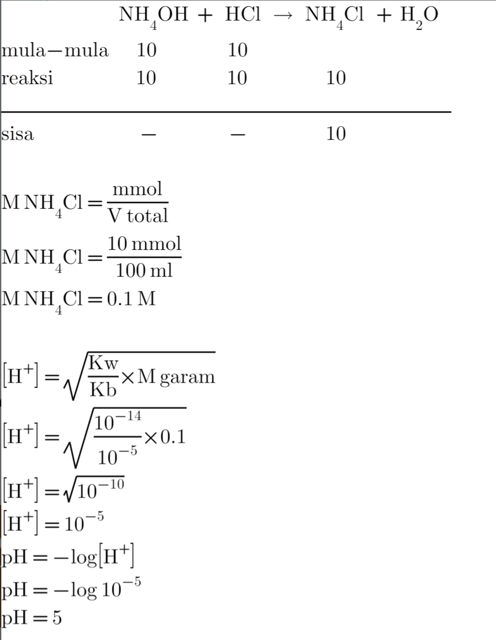 50 ml larutan NH40H 0,2M di tambahakan 50 ml larut...