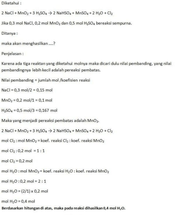 Perhatikan reaksi berikut! 2 NaCl + MnO₂ + 3 H₂SO₄...