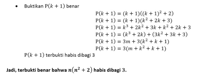 Buktikan dengan induksi matematika bahwa n(n²+2) h... Buktikan dengan induksi matematika bahwa n(n²+2) h...