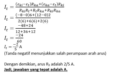 Perhatikan gambar berikut. Diketahui : R₁ = 2 ohm,...