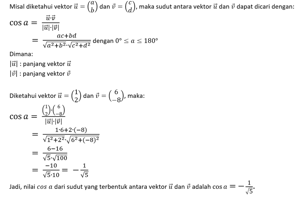 Tentukan cosα sudut yang terbentuk oleh pasangan v...