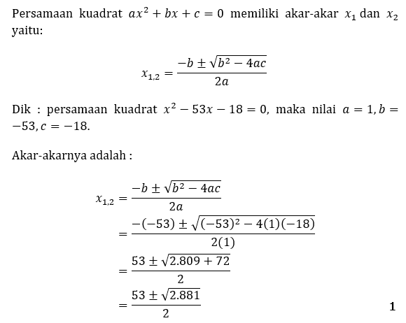 Diketahui x₁ dan x₂ merupakan akar-akar dari persa...