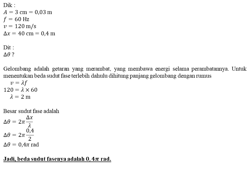 Sebuah gelombang merambat pada tali lurus dan panj...