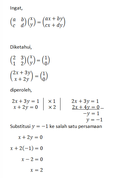 Tentukan nilai x dan y dari persamaan berikut
