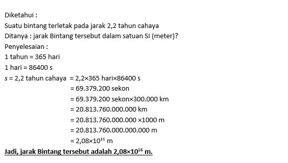 Suatu bintang terletak pada jarak 2,2 tahun cahaya...