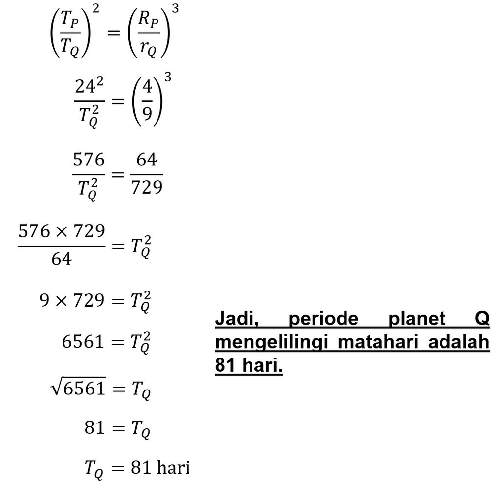 Dunia planet P dan Q Mengorbit matahari.Apabila pe...