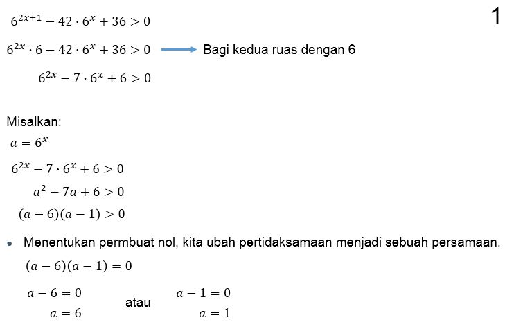 penyelesaian dari 6 pangkat 2x + 1 - 42 X 6 pangka...