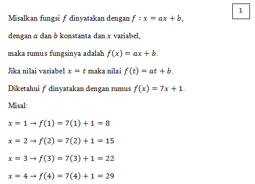 Fungsi f dinyatakan dengan rumus f(x)=7x+1. Besar ...