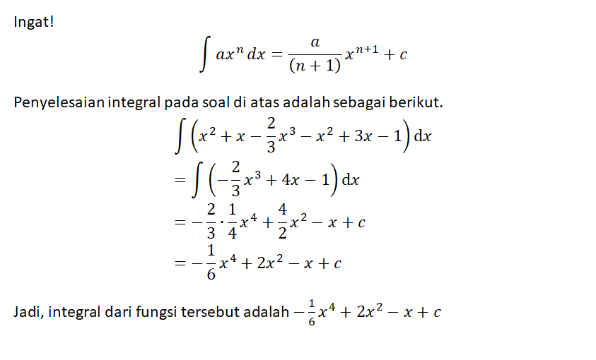 integral dari x pangkat 2 + x -2 per 3x pangkat 3 ...