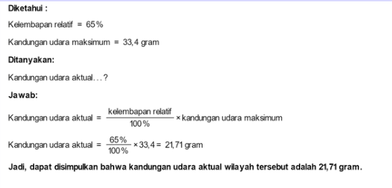Kelembapan relatif udara pada suhu 32°C adalah 65%...