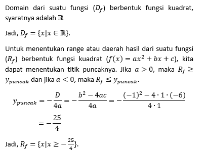Tentukan daerah asal (domain) dan daerah hasil (ra...