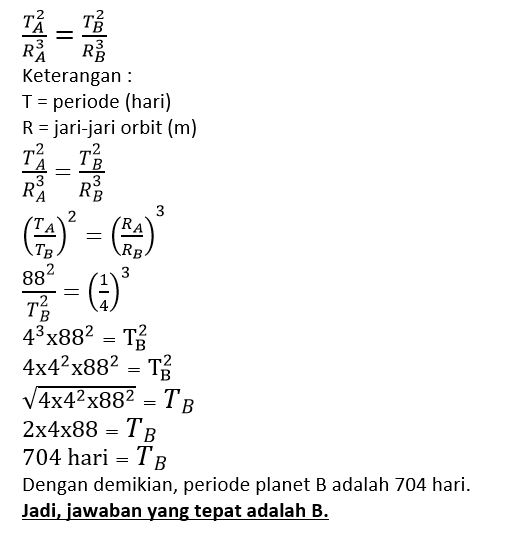Dua buah planet A dan B mengorbit matahari. Perban...