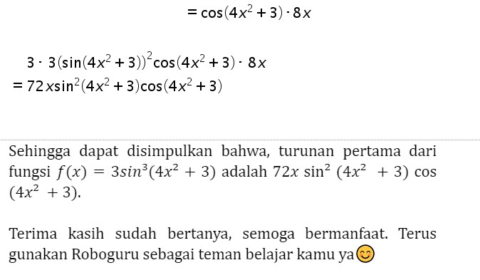 23. Turunan pertama dari fungsi 𝑓(𝑥) = 3𝑠𝑖𝑛³(4𝑥²
