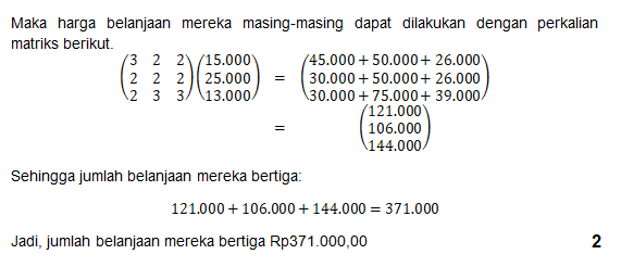 Ibu Sasya membeli jeruk 3kg, apel 2kg, dan mangga ... Ibu Sasya membeli jeruk 3kg, apel 2kg, dan mangga ...