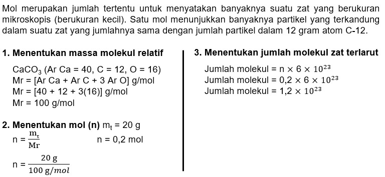 Terdapat 20 gram CaCO3 (Ar Ca = 40, C = 12, O = 16...