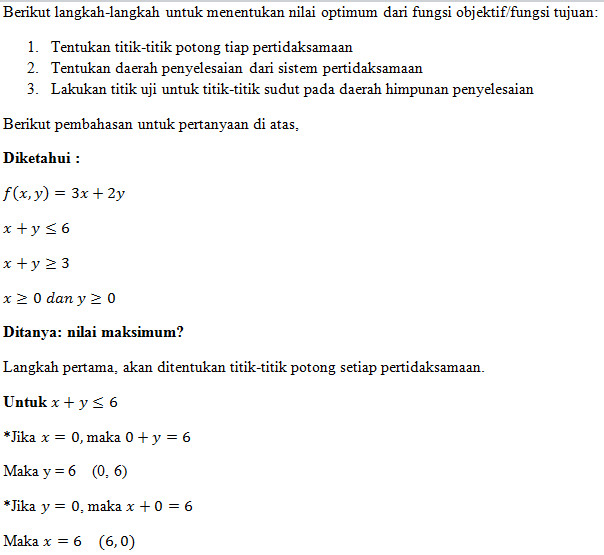 Nilai maksimum dari fungsi tujuan f(x,y)=3x+2y den...