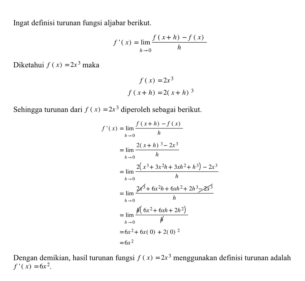 1. Dengan menggunakan definisi turunan, tentukan t...