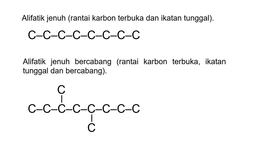 bentuk rantai karbon alifatik jenuh dan alifatik j...