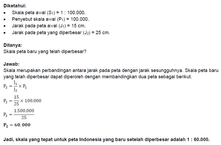 Peta Indonesia memiliki skala 1:100.000 dan di ket...