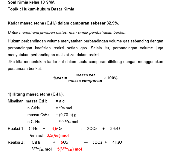 Sebanyak 9,780 gram gas berisi campuran etana (C2H...