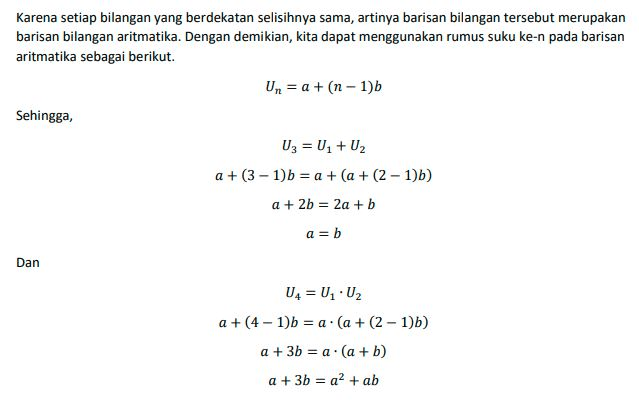 Diketahui barisan empat bilangan, U1, U2, U3 dan U...