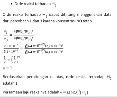 Data Hasil Percobaan Reaksi 2no G H2 G N2o