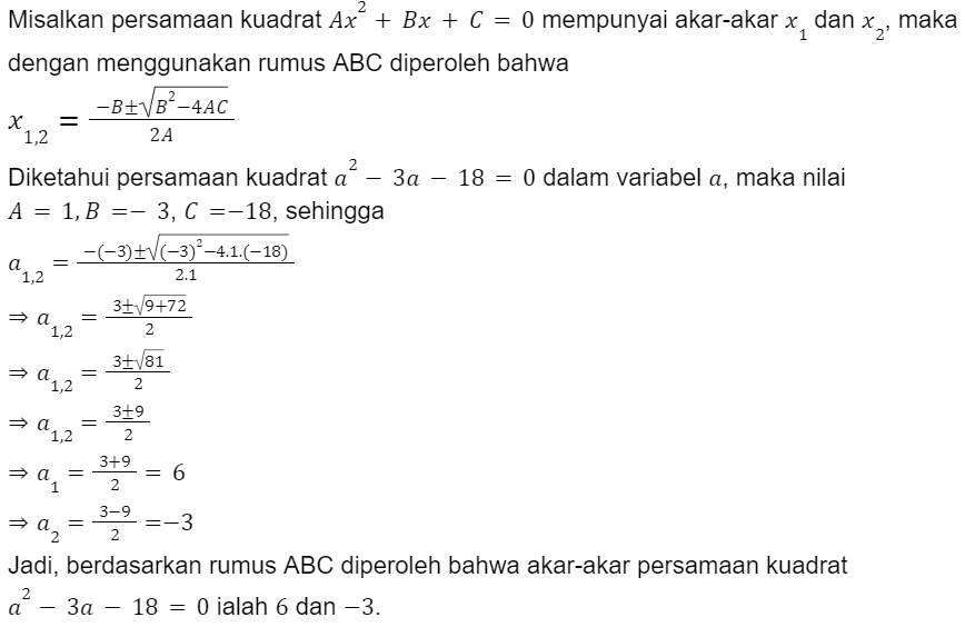 tentukan akar akar persamaan kuadrat dengan rumus ...